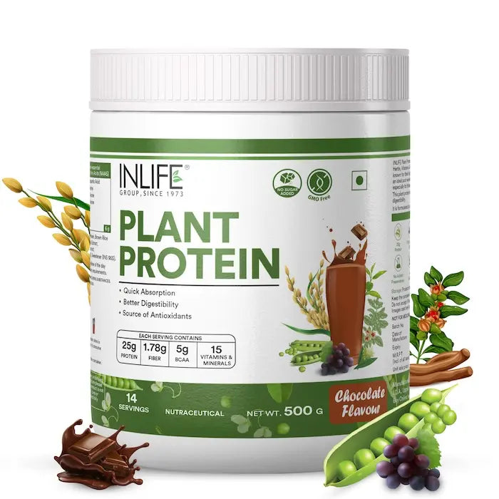 Inlife Plant Based Protein Powder | 25g Protein per Serving | Pea ...